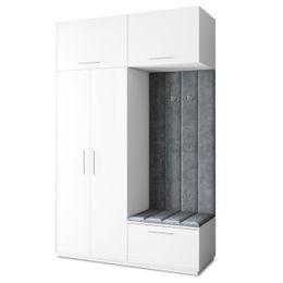 GARDEROBENSCHRANK REMA 150/240/60 cm Modern Garderobe-Set Wei&szlig;