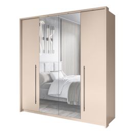 SCHWEBET&Uuml;RENSCHRANK MUNDO 209/219/65 cm 2-t&uuml;rig mit Spiegel Beige