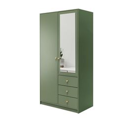 DREHT&Uuml;RENSCHRANK GALIO 100/200/57,5 cm 2-t&uuml;rig mit Spiegel Gr&uuml;n