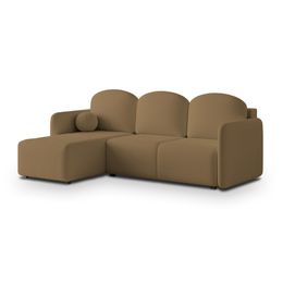 ECKSOFA SUVINO Orange Boucle-Stoff mit Schlaffunktion