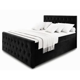 BOXBETT FONDI 160x200 cm mit Matratze und Topper - Schwarz