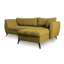 ECKSOFA MOLLIS Gelb Geflochtener-Stoff mit Schlaffunktion