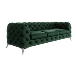 CHESTERFIELD-SOFA 3-Sitzer Laura Flasche Gr&uuml;n Samt