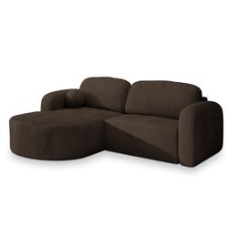 ECKSOFA AMILIA P L-S Braun Kordstoff mit Schlaffunktion