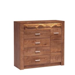 KOMMODE ZERI 108,5/103,5/42cm mit 4 Schubladen 1 T&uuml;ren Braun