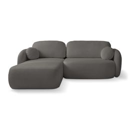 ECKSOFA AMICO L-S Grau Geflochtener Stoff mit Schlaffunktion