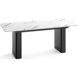 ESSTISCH Riven rechteckig ausziehbar verl&auml;ngerbar mit Butterfly-Auszug, Marmor Wei&szlig; 180-276/90/76 cm