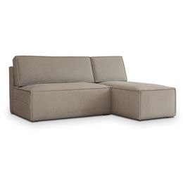 ECKSOFA BRISO P Beige Kordstoff mit Schlaffunktion