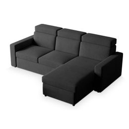 ECKSOFA PADWA Graphitfarben Kordstoff mit Schlaffunktion