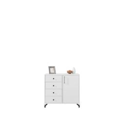 KOMMODE LANZA 90/85/40cm mit 4 Schubladen 1 T&uuml;ren Wei&szlig;