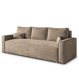 BETTSOFA MENI LM Beige Chenille-Stoff mit Schlaffunktion