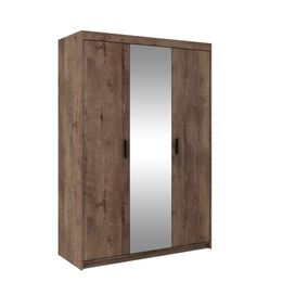 DREHT&Uuml;RENSCHRANK ELENORA 133/190,5/53cm 3-t&uuml;rig mit Spiegel Braun