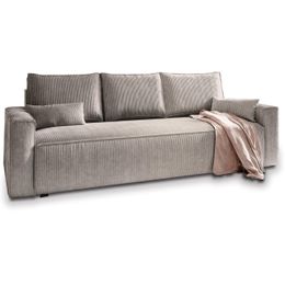 BETTSOFA MENI Beige Kordstoff mit Schlaffunktion