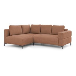 ECKSOFA Cardea in Bubble-Optik aus weichem Terrakotta Strukturstoff mit hohem Sitzkomfort - Ottomane links