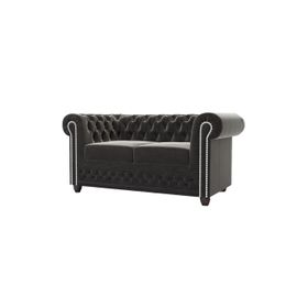 CHESTERFIELD-SOFA 2-Sitzer Nyx Schwarz Samt