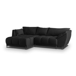 ECKSOFA VESTANO L-S Schwarz Velours-Stoff mit Schlaffunktion