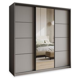 SCHWEBET&Uuml;RENSCHRANK VARO 200/205/60 cm 3-t&uuml;rig mit Spiegel Graphitfarben