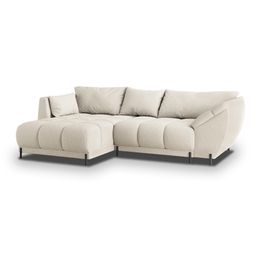 ECKSOFA VESTANO L-S Creme Boucle-Stoff mit Schlaffunktion