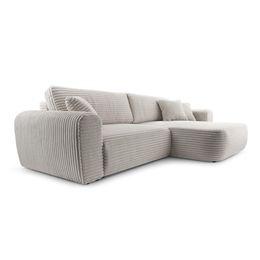 ECKSOFA VIVA Grau Kordstoff mit Schlaffunktion