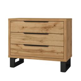 KOMMODE HALLETTA 99/83/45 cm mit 3 Schubladen Eiche Wotan