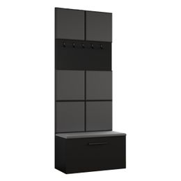 GARDEROBENSCHRANK MODULO 80,6/204/40 cm Modern Garderobe-Set Schwarz