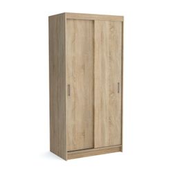SCHWEBET&Uuml;RENSCHRANK NICOLA 100/215/60 cm 2-t&uuml;rig mit Spiegel Sonoma Eiche