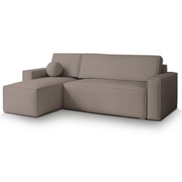 ECKSOFA RAVELO P Beige Kordstoff mit Schlaffunktion