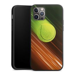 DeinDesign iPhone 12 Pro Handy Premium Silikon H&uuml;lle Handyh&uuml;lle schwarz Case Ball Tennis Hobby Silikon Premium Case