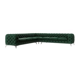 ECKSOFA Chesterfield Laura Flasche Gr&uuml;n Samt