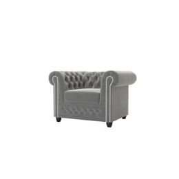 CHESTERFIELD-SESSEL Nyx Grau Samt