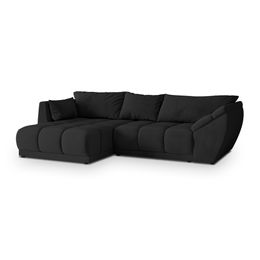 ECKSOFA ORENTI L-S Schwarz Velours-Stoff mit Schlaffunktion