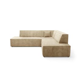ECKSOFA TESSO II R-S Beige Kordstoff mit Schlaffunktion