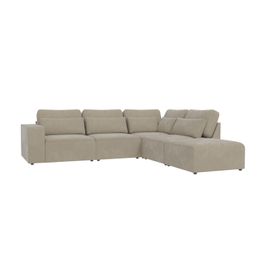 ECKSOFA modularer Leox Beige Samt-Stoff
