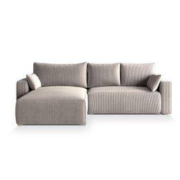 ECKSOFA FORIL P Beige Kordstoff mit Schlaffunktion
