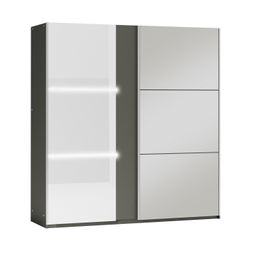 SCHWEBET&Uuml;RENSCHRANK RENEKTON 200/215/65 cm 2-t&uuml;rig mit Spiegel Graphitfarben