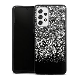 DeinDesign Galaxy A33 5G Handy Slim Case extra d&uuml;nn Silikon Handyh&uuml;lle schwarz H&uuml;lle Muster Glitzer Snowflake Silikon Slim Case