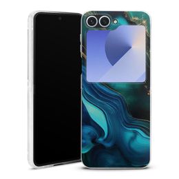 Galaxy Z Flip 7 FE Handy Hard Case Schutzh&uuml;lle transparent Smartphone Handy H&uuml;lle Marble Art Ombre Hard Case