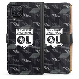 DeinDesign Galaxy A12 Handy Klapph&uuml;lle Handyh&uuml;lle aus Kunst Leder schwarz Flip Case Official Licensed Product Olympique Lyonnais Ol Sideflip mit langer Lasche