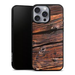 DeinDesign iPhone 16 Pro Max Handy Slim Case extra d&uuml;nn Silikon Handyh&uuml;lle schwarz H&uuml;lle Beams Wood Wooden Look Silikon Slim Case