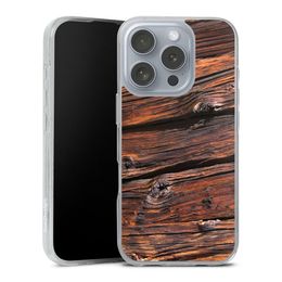 DeinDesign iPhone 16 Pro Handy Silikon H&uuml;lle Case transparent Handyh&uuml;lle Beams Wood Wooden Look Silikon Case