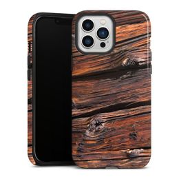 DeinDesign iPhone 13 Pro Max Handy Panzer Handyh&uuml;lle robuste Outdoor H&uuml;lle Schutzh&uuml;lle gl&auml;nzend Beams Wood Wooden Look Tough Case