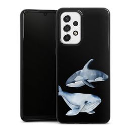 DeinDesign Galaxy A33 5G Handy Slim Case extra d&uuml;nn Silikon Handyh&uuml;lle schwarz H&uuml;lle Wale Water Colour Ocean Silikon Slim Case