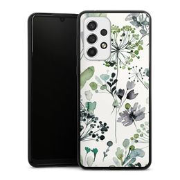 DeinDesign Galaxy A33 5G Handy Slim Case extra d&uuml;nn Silikon Handyh&uuml;lle schwarz H&uuml;lle Eukalyptus Water Colour Flowers Silikon Slim Case