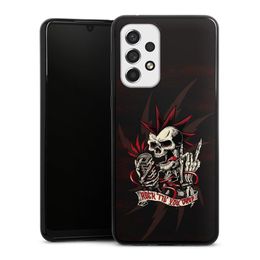 DeinDesign Galaxy A33 5G Handy Slim Case extra d&uuml;nn Silikon Handyh&uuml;lle schwarz H&uuml;lle Rock Totenkopf Music Silikon Slim Case