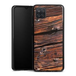 DeinDesign Galaxy A12 Handy Silikon H&uuml;lle Case schwarz Handyh&uuml;lle Wood Beams Wooden Look
