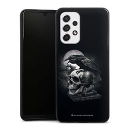 DeinDesign Galaxy A33 5G Handy Slim Case extra d&uuml;nn Silikon Handyh&uuml;lle schwarz H&uuml;lle Skulls Skull Raven Silikon Slim Case