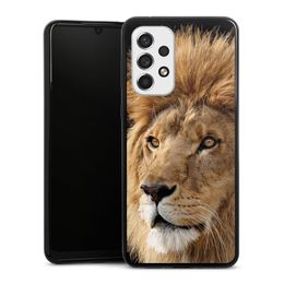DeinDesign Galaxy A33 5G Handy Slim Case extra d&uuml;nn Silikon Handyh&uuml;lle schwarz H&uuml;lle Jungle Photography Lion Silikon Slim Case