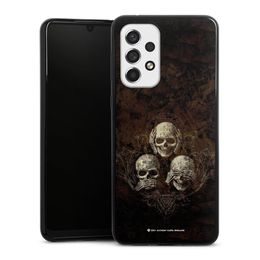 DeinDesign Galaxy A33 5G Handy Slim Case extra d&uuml;nn Silikon Handyh&uuml;lle schwarz H&uuml;lle Gothic Art Skulls Silikon Slim Case