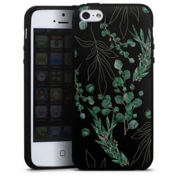 DeinDesign iPhone SE (2016-2019) Handy Silikon H&uuml;lle Case schwarz Handyh&uuml;lle Leaves Eukalyptus Nature