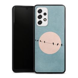 DeinDesign Galaxy A33 5G Handy Slim Case extra d&uuml;nn Silikon Handyh&uuml;lle schwarz H&uuml;lle Bird Moon Turquoise Silikon Slim Case